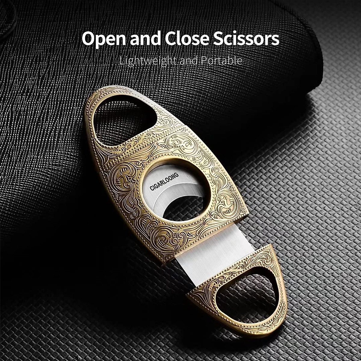 CIGARLOONG Cigar Cutter Bronze Classic Double Cut Blade Cigar Guillotine (Silver+Black)
