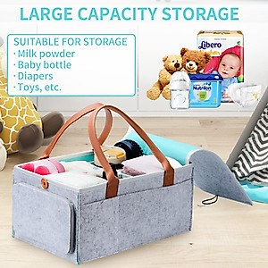 COSIFO Baby Diaper Caddy Organizer with Hook, Diaper Basket Caddy, Nursery Storage Bin Portable Holder Tote Bag with Cover for Changing Table and Car Baby Shower Gifts