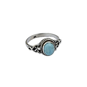 Larimar Stone Ring 925 Sterling Silver Statement Ring For Women Handmade Rings Gemstone Christmas Promise Ring Size US 11 Gift For Her