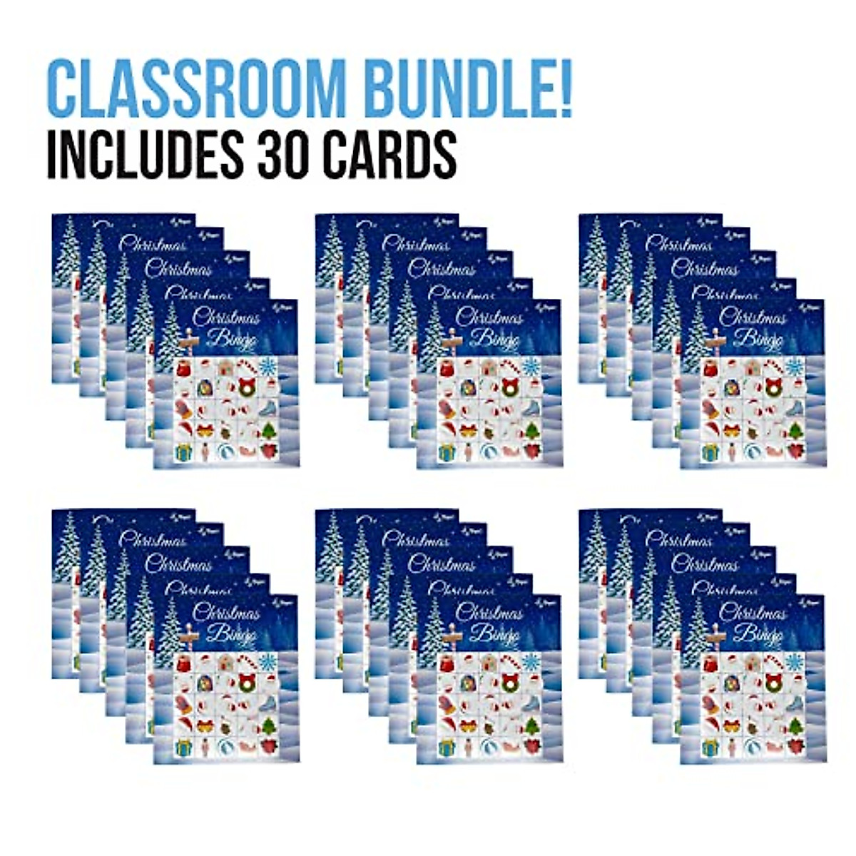 Regal Games - Holiday Bingo Set - Classroom Size Game Kit - Includes 30 Bingo Cards, 280 Bingo Marking Chips, 24 Calling Chips - 8” x 7” Cardstock