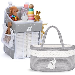 CRADLE STAR Hanging Diaper Caddy Organizer and Baby Diaper Caddy Organizer - Baby Shower Idea for Boys and Girls Bundle