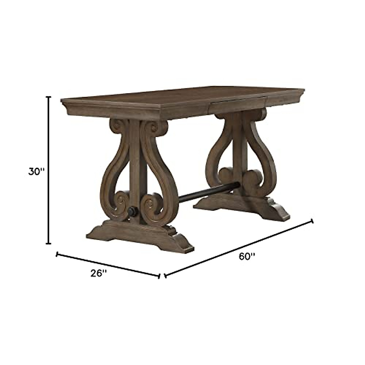 Homelegance Hidden Drawer Writing Desk, 60" W, Antique Gray