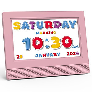 Kids Digital Alarm Clock Colorful, 7" Large LED Time Display Children's Sleep Trainer, Eye-Caring Digital Clock for Girls Boys Bedrooms Bedside, 17 Alarm Clock Settings Easy to Use Kids Birthday Gift