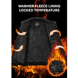 EKLENTSON Mens Winter Jacket Fleece Lined Jacket Military Jacket Men Windproof Jackets Outdoor Jacket Men Fall Jacket for Men