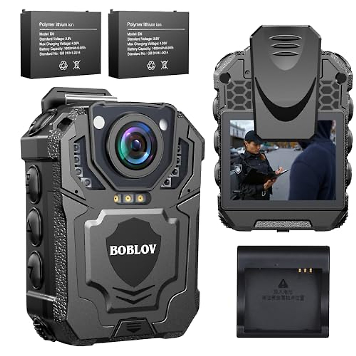 BOBLOV T5 32GB 1440P Body Camera with Audio Recording,Built-in SD Card, Two Batteries with Dock, Wearable Police Body Camera for Law Enforcement, Night Vision, File Protection