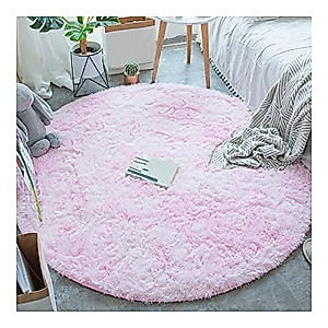 ECYC Ltd Fluffy Faux Fur Round Rugs Fuzzy Plush Area Rug Non Slip Shaggy Bedroom Carpet Soft Circle Rug Indoor Area Rugs Fluffy Pet Mat for Bedroom Kids Room Living Room Home Decor, 3.3 x 3.3 Feet