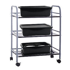 Xyskin Plastic Storage Utility Bus Tote with Lid, Restaurant Commercial Bus Box, 3 Packs, Black