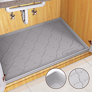 SIKADEER Under Sink Mat for Bathroom Waterproof, 19" x 19" Silicone Under Sink Liner Bathroom Cabinet Shelf Protector, Fits 21inch Standard Kitchen Bathroom Cabinet Mat Under Sink Organizer Drip Tray