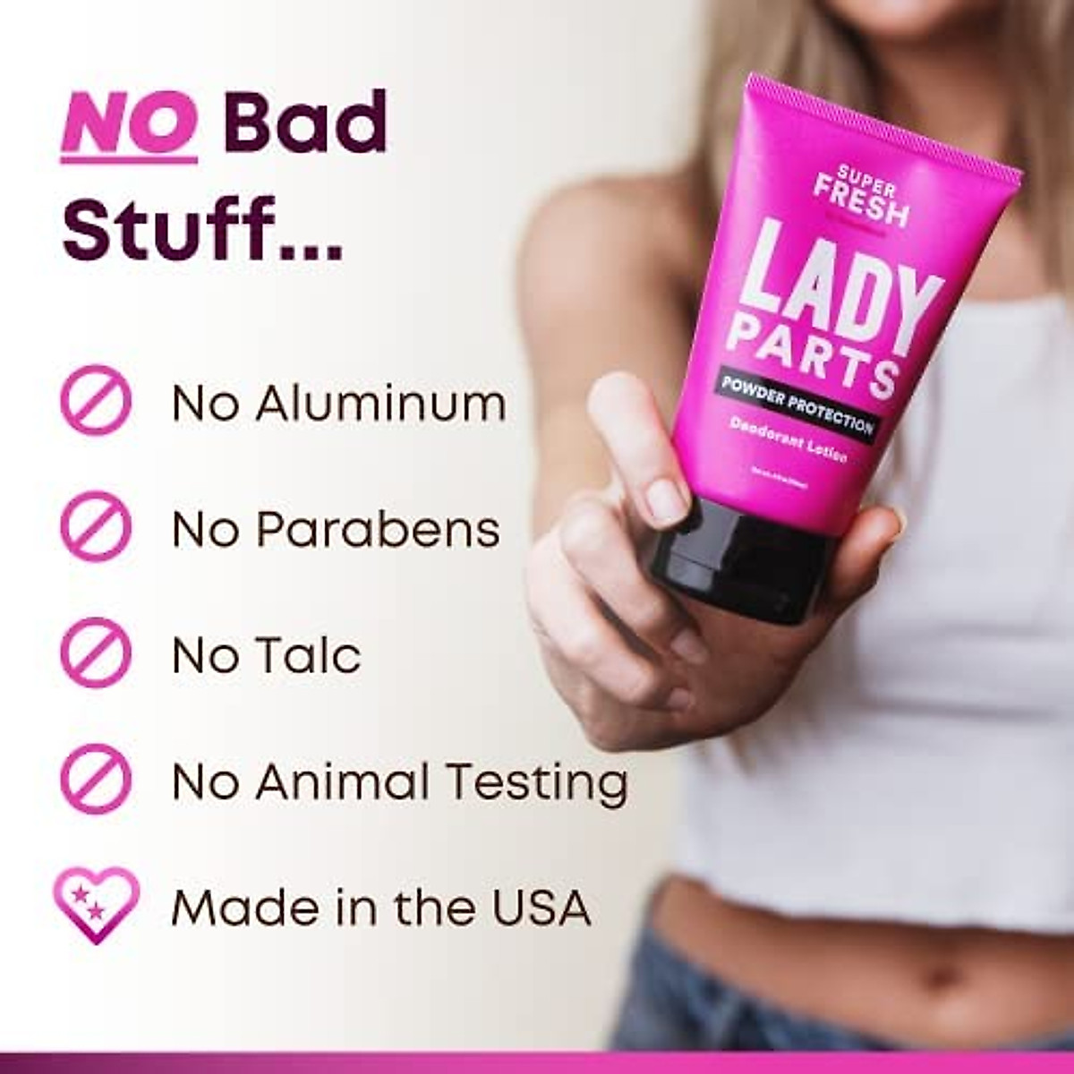 Lady Parts Feminine Hygiene Body Powder Deodorant Lotion For Breasts, Private Parts, Crotch & Inner Thigh to Stop Odor & Friction - Aluminum Free Deodorant For Women - No Talc or Parabens - POWDER PROTECTION - CocoVanilla Scent - 4oz