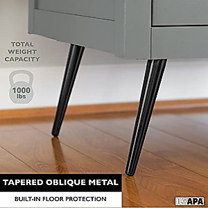Ilyapa Tapered Oblique Metal Furniture Leg - Set of 4 Black Mid Century Modern 8 Inch Tapered Replacement Furniture Feet for Sofas, Chairs, Tables