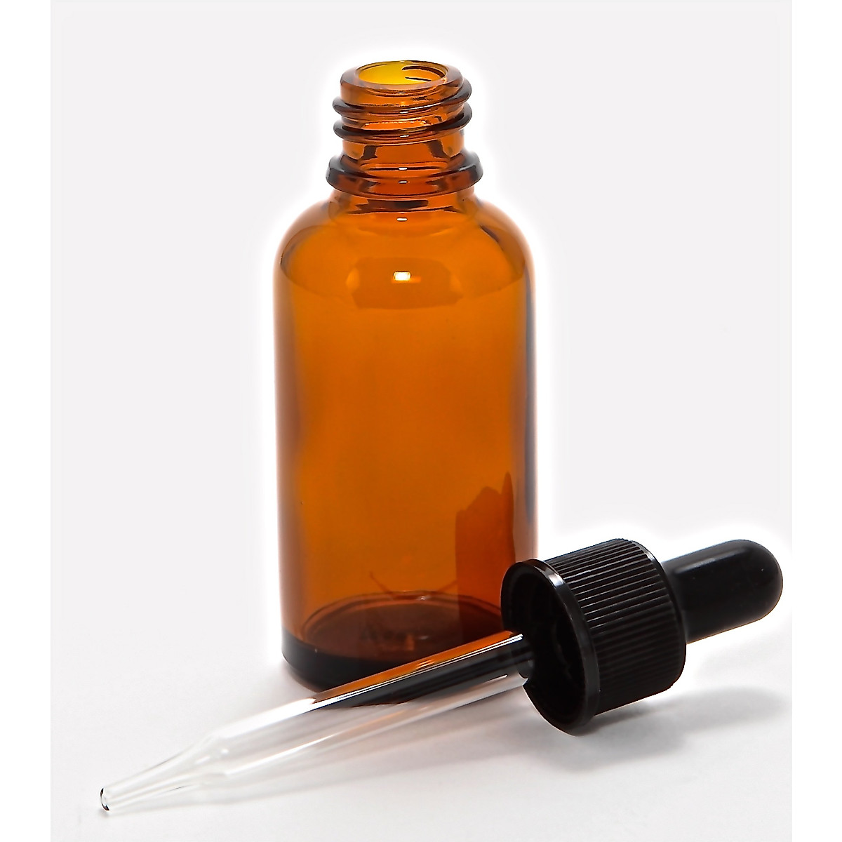 12, Amber, 1 oz Glass Bottles, with Glass Eye Droppers