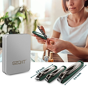 Nail Clippers Set-3 Pack,Fingernail Clippers& Toenail Clipper for Men,Wowen,Nail Clippers with catcher,Nail Cutter for Thick Toe Nails,Stainless Steel Ultra Sharp Sturdy