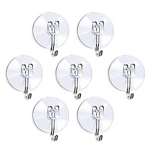 DSMY Suction Cup Hooks, Removable Home Kitchen Bathroom Small Suction Cups Wall Hooks for Glass Towel Hangers, Utility Hooks, Hanging Supplies - 7 Packs (7)