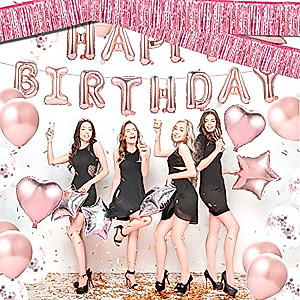 10 Pack 10 Feet Foil Fringe Garland Metallic Tassle Banner Wall Hanging Tinsel Streamers Backdrop for Parade Floats, Bachelorette, Wedding, Birthday, Halloween, Christmas Party Decorations(Pink)