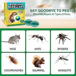 Rodent Repellent, 24Pcs Peppermint Oil Natural Ingredients Mouse Repellent Balls Safe for Kids & Pets Car/RV/Boat/Garage/Shed/Cabin