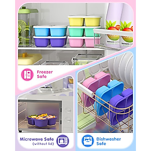 5 Pcs Bento Snack Containers, Reusable 4 Compartment Divided Food Storage Containers, Divided Lunchable Container for School, Work and Travel (5 Color)