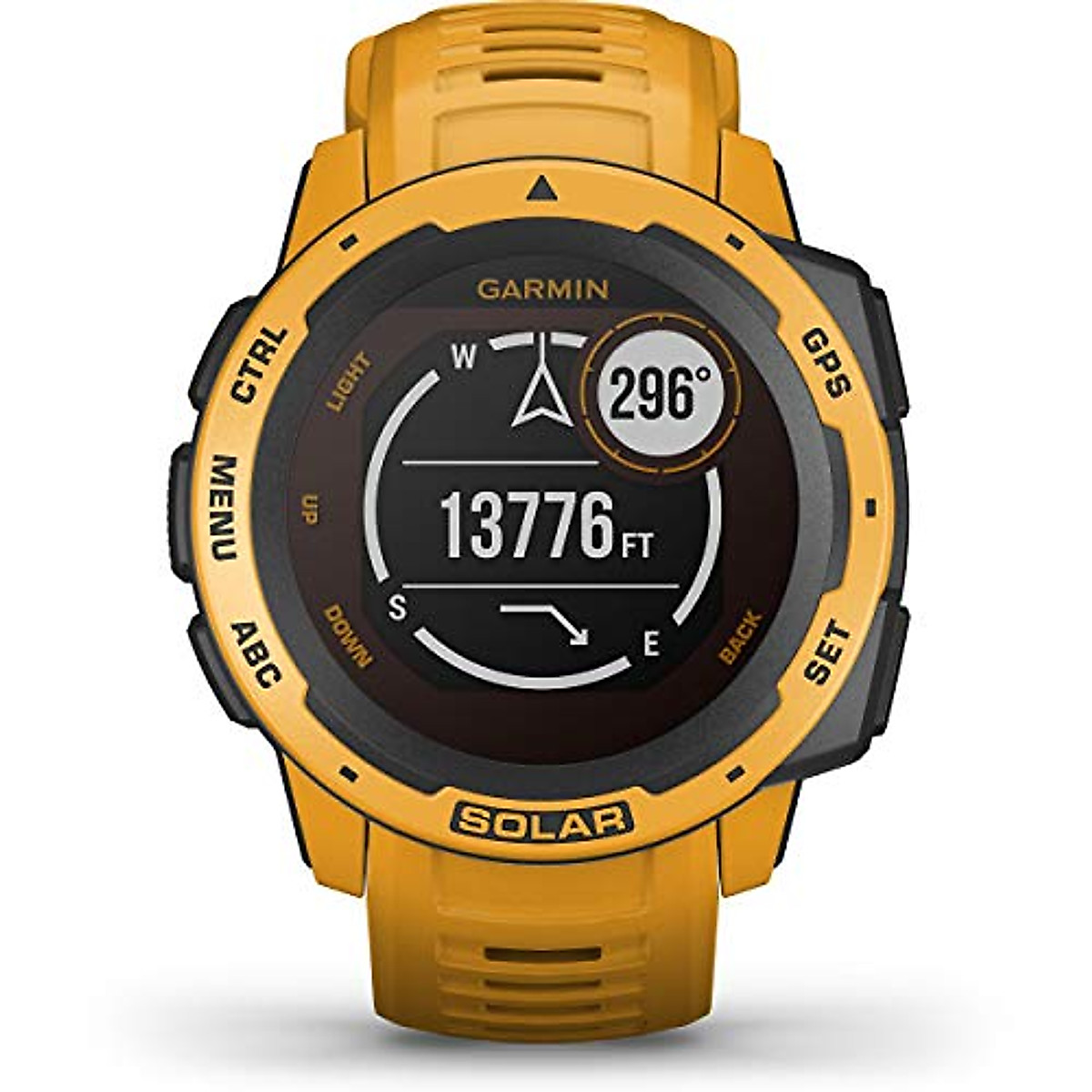 Garmin Instinct Solar, Rugged Outdoor Smartwatch with Solar Charging Capabilities, Built-in Sports Apps and Health Monitoring, Sunburst Yellow