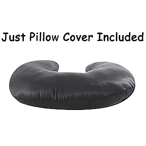 Pro Goleem Satin Nursing Pillow Cover Silk Feeling Soft Feeding Pillow Slipcover for Breastfeeding Moms Fits Standard Infant Nursing Pillow or Positioner Black