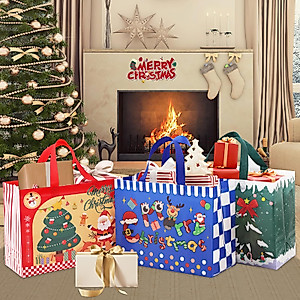 Yunaeduo Christmas Gift Bags - 9 Pcs Gift Bags for Christmas Presents - Christmas Bags with Handles, Christmas Tote Bags, Xmas Gift Bags, Holiday Gift Bags Bulk, 12.5" X 9.8" X 5.5"