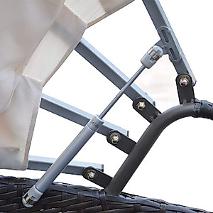 Patio Furniture Outdoor Daybed with Retractable Canopy, Pillows & Seat Cushions, PE Wicker Sectional Seat Patio Sofa Set for Patio Backyard Porch Separated Seating, Brown 90.6" x 57.1" x 31.5"