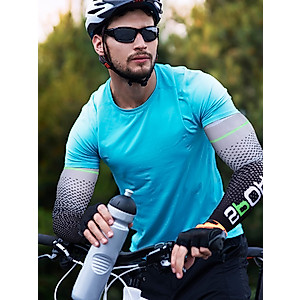 JenPen 6 Pairs UV Sun Protection Arm Sleeves Cooling Sports Sleeve Anti Slip Ice Silk Arm Warmers Arm Covers for Men Women (Cool)