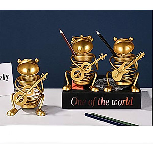Red Spider Creative Golden Animal Band Band Iron Decoration Simple Modern Hotel Decorations Home Desktop Decoration Coffee Table Decor Metal Pen Holder (French Horn Player)(Guitar Player)