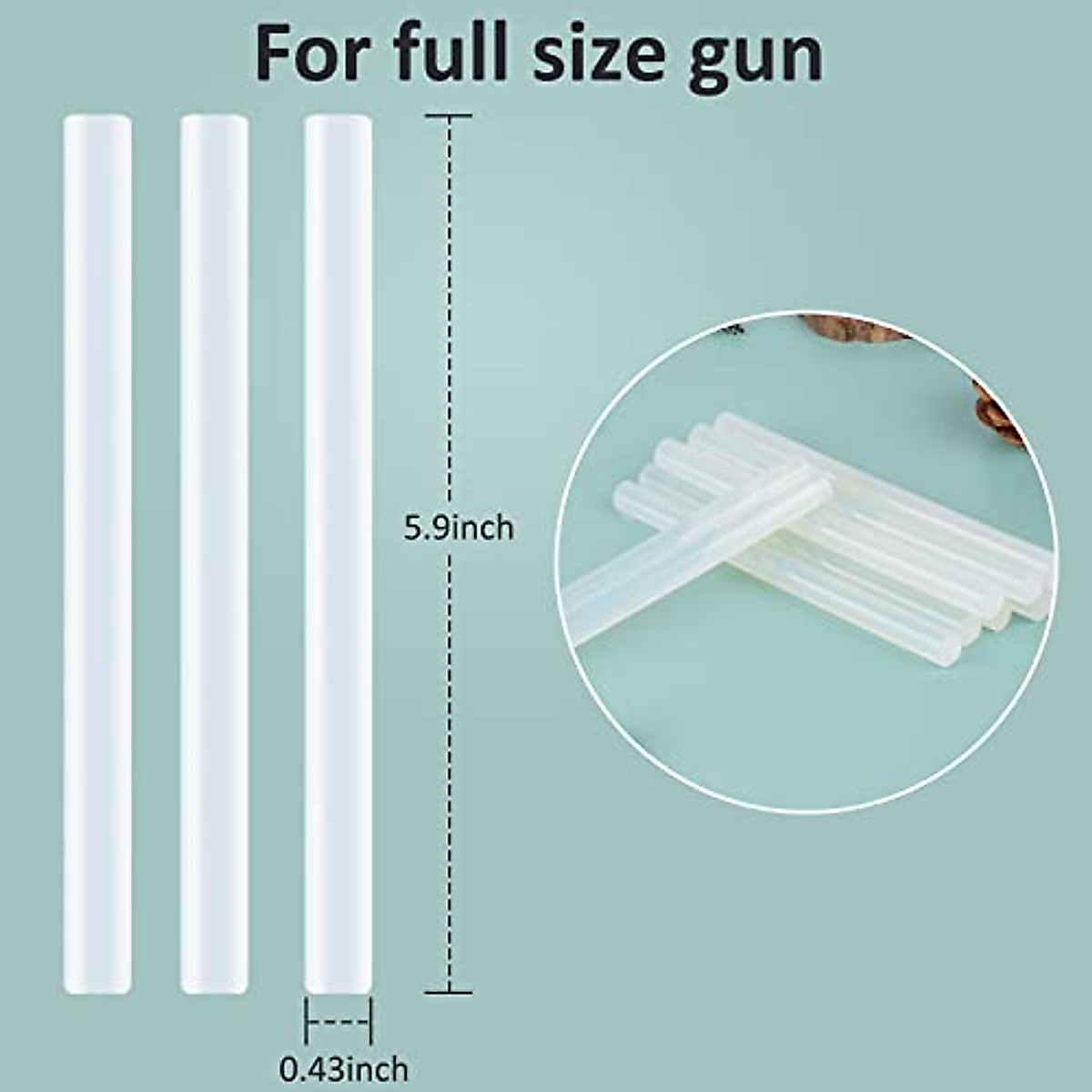REIDEA Hot Glue Gun Sticks for Full Size Glue Gun, 5.9" Long x .43" Diameter, 10 Count