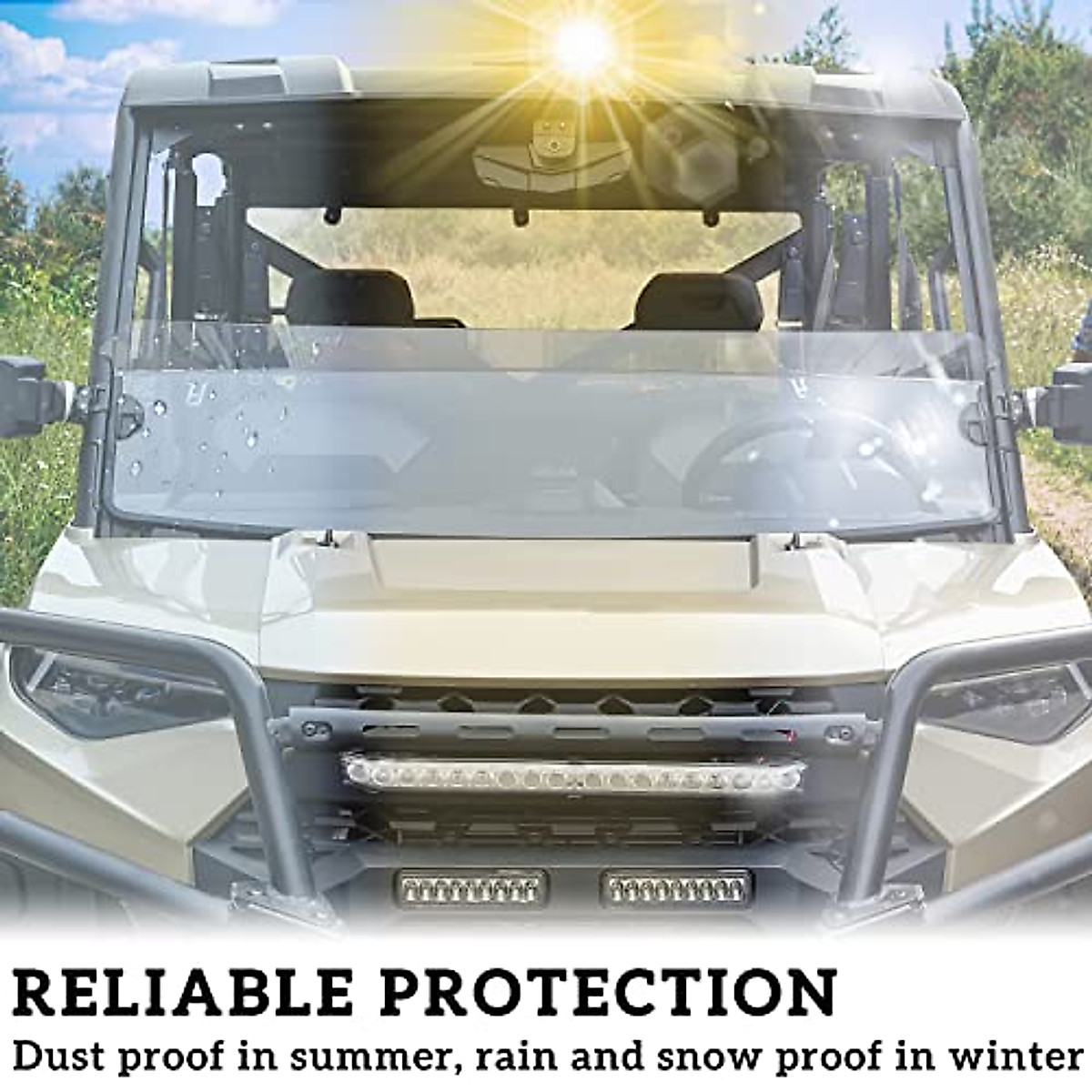 Clear Front Half Windshield for Ranger XP 1000, SAUTVS Lightly Dustproof Durable Poly Half Windscreen for Polaris Ranger XP 1000 / Crew/Diesel/XP 900 2017-2022 Accessories, Replace #2883301