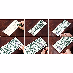 Double side 8" x 3" Leather Strop with Dual-sidedt Tape, Green & White Polishing Compound Kit for Honing & Sharpening Knives, Kitchen & Chef Knives, Straight razor, Wood Carving Chisels Brown