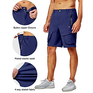 Little Donkey Andy Men's Stretch Quick Dry Cargo Shorts for Hiking, Camping, Travel Navy Size L