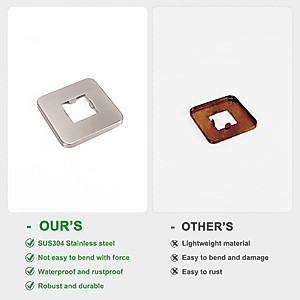 BathAce Shower Arm Flange, Stainless Steel Replacement Wall Split Flange/Escutcheon Plate Floor for Universal Standard Shower Head Arm Pipe (Square-Non Split-2 Packs, Brushed Nickel)