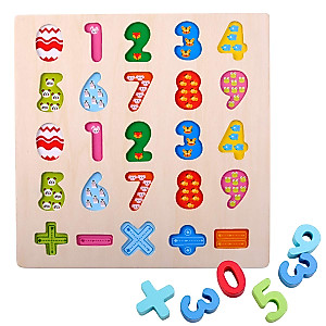 GEMEM Wooden Alphabet Puzzle Large Blocks Letters and Numbers Puzzles Educational Learning Blocks Board Toys for 3+ Years Old Preschool Boys & Girls Toddlers 2 Pack