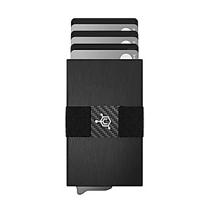 CODE 118 Wallet - Premium Automatic Smart Wallet, RFID Blocking, 6061-T6 Aerospace-Grade Aluminum, Genuine 3K Carbon Fiber, Easy-Access Trigger Mechanism (Brushed Black)