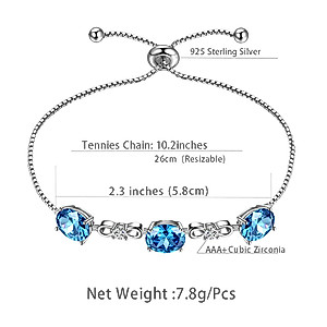 Aurora Tears March Birthstone Bracelet Women 925 Sterling Silver Link Bracelets Jewelry DB0112M