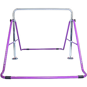 X Factor Kids Gymnastics Bar w 2x6 Tumble Mat Jungle Gym Horizontal Kip Bar Junior Training Height Adjustable Children Monkey Bars Folding Climb Tower Balance Bar Asymmetric Bar Playground (Purple)