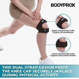 Bodyprox Patellar Tendon Support Strap (Large), Knee Pain Relief Adjustable Neoprene Knee Strap for Running, Arthritis, Jumper, Tennis Injury Recovery