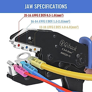 Crimping Tool Qibaok Ratcheting Wire Crimper for Heat Shrink Connectors with 250pcs Heat Shrink Wire Connectors for AWG 20-10