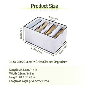 TouYinger Clothes Drawer Organizer, Closet Storage Organizers, Wardrobe Clothes Organizer, Build-in PP Board 7 Grids Clothes Storage Organizers for Jeans, Pants, Dresses, T-shirts, Sweater(2 Packs)