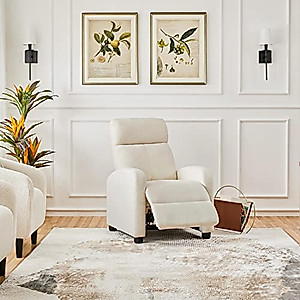 Yaheetech 2-Seat Fabric Pushback Recliner Chair Living Room Chair with Thick Seat Cushion and Backrest Reclining Chair for Living Room Ivory
