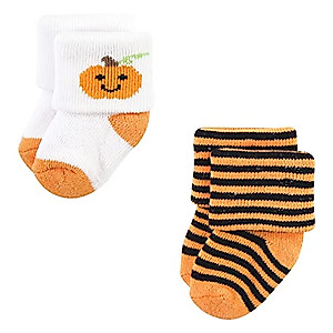 Hudson Baby Baby Holiday Newborn Terry Socks, Halloween Christmas, 0-6 Months