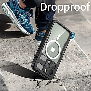 comosso for iPhone 14 Pro Case Waterproof, Built-in Screen Protector Full-Body Rugged Sealed Cover Shockproof Dustproof Waterproof Case for iPhone 14 Pro 6.1 inch (Black+Clear)