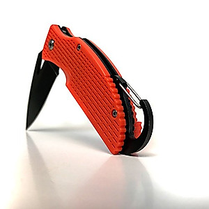 AttractionOil Gifts Survival Orange Pocket Knife With Fire Starter & Carabiner Clip