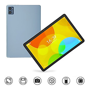 GLOGLOW 10.1 Inch Tablet, Tablet with GPS Sensor Front 5MP Rear 13MP US Plug 100‑240V Octa Core 8GB RAM 128GB ROM 2.4G 5G WiFi for Android 11 for Entertainment (Light Blue)