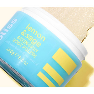 Bliss Satin-Skin Body Polish - Lemon and Sage - Body Scrub with Shea Butter and Coconut Oil - 8.5 Oz - Smoothing and Balancing Skincare - All Skin Types - Vegan & Cruelty-Free