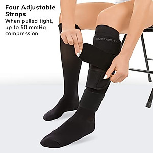 BraceAbility Lymphedema Leg Wrap - Swollen Feet and Ankle Garment Product for Lower Extremity Edema Swelling, Lymphatic Drainage, Water Retention Sleeve - 20-30 mmHg Compression Socks Included (M)