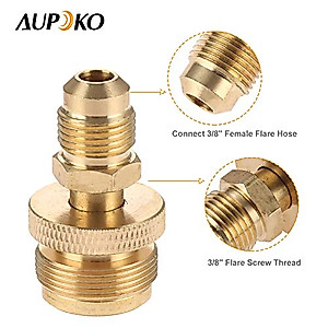 Aupoko 1LB Portable Propane Tank Cansiter Regulator Adapter Connection to 3/8" Male Flare (5/8"-18UNF) Thread, Camping Grill Stove Parts for Heaters, Burner, Cooker
