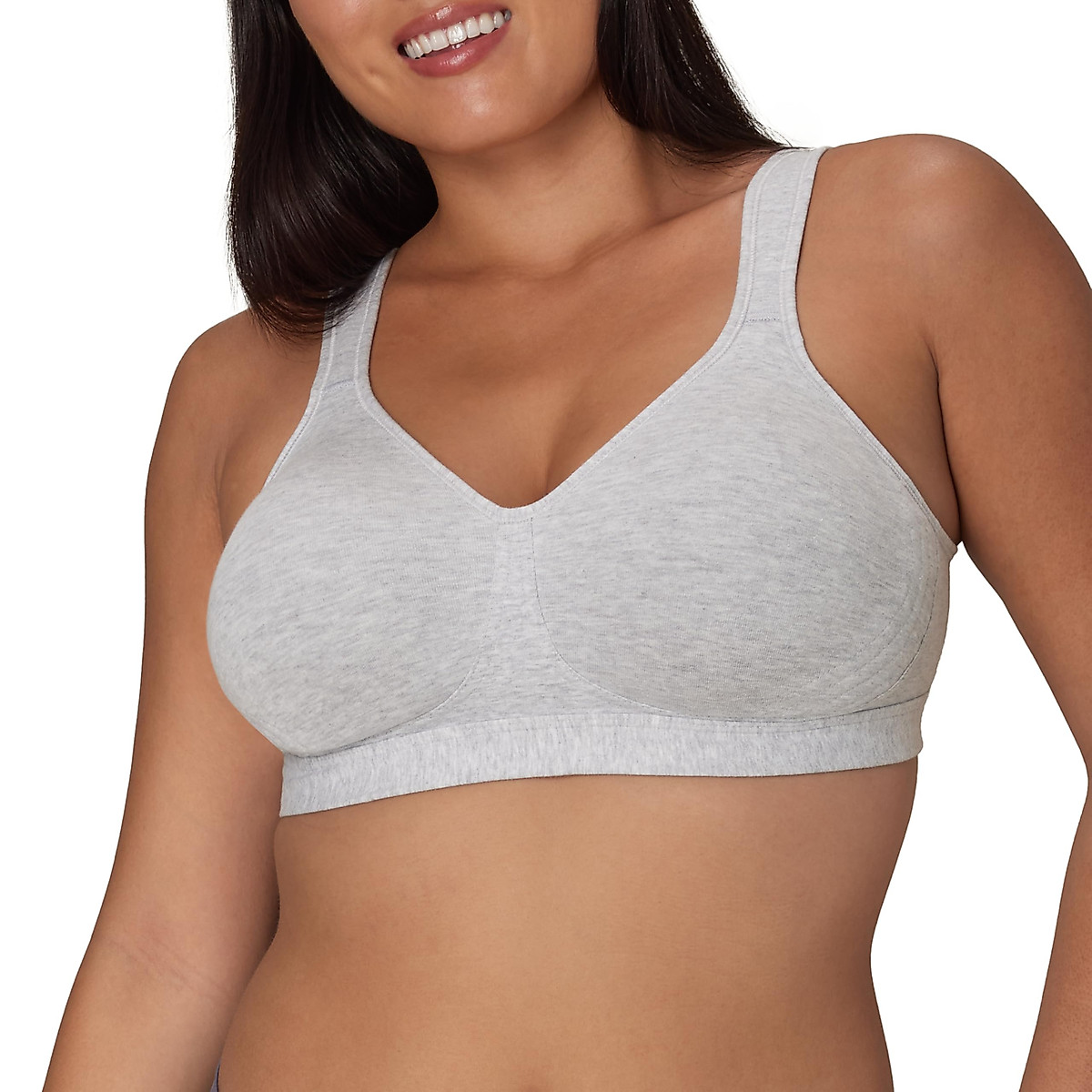 PLAYTEX Womens 18 Hour Ultimate Lift & Support Cotton Stretch Wireless Us474c Full Coverage Bra, Grey Heather, 42C US