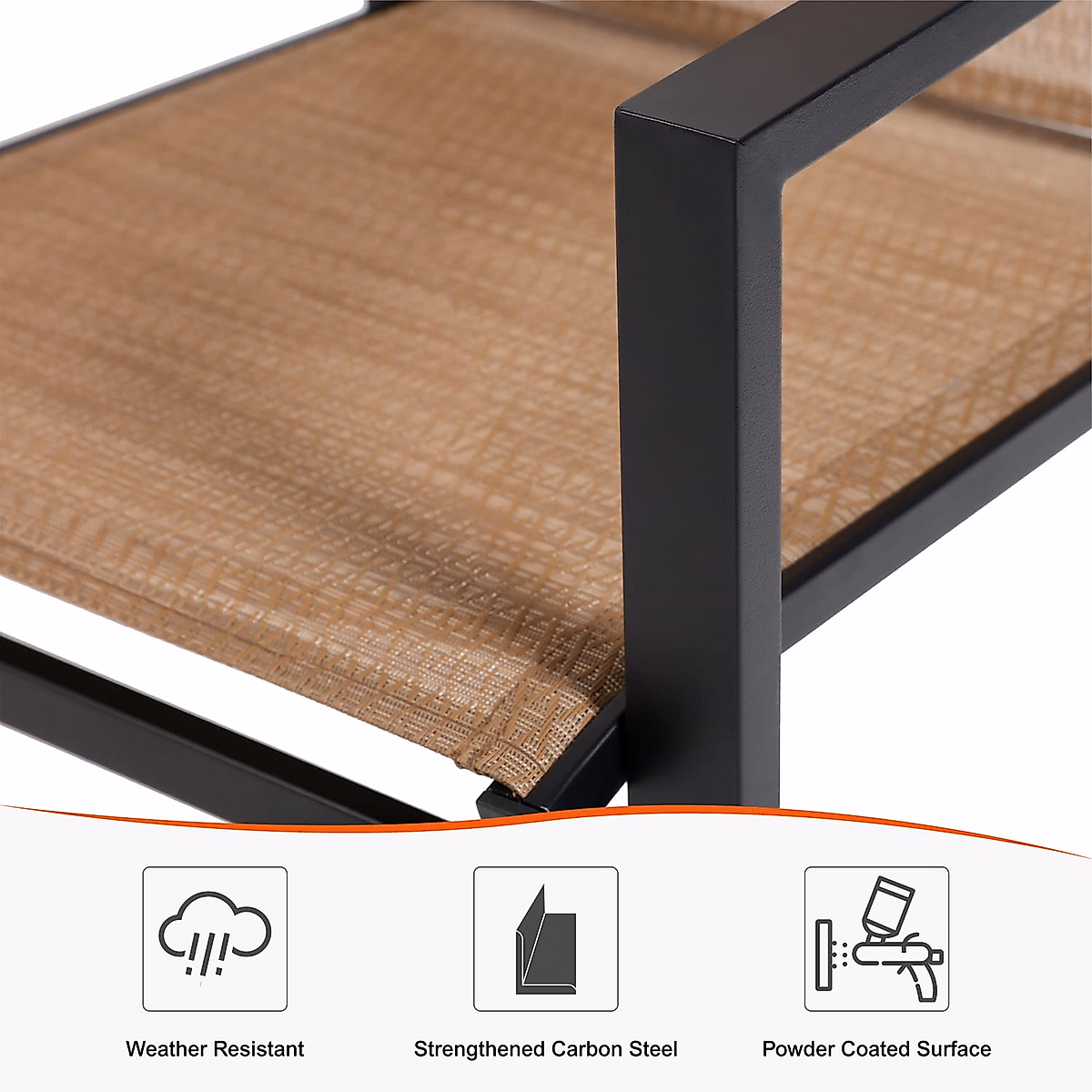 Anmutig Patio Dining Chairs Set of 2 with Textilene mesh Fabric, Outdoor Space Saving Lawn Chairs for Porch Garden Backyard Poolside Sling Chairs,Brown & Black