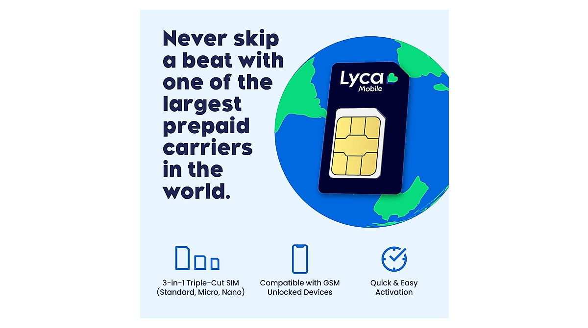 Lycamobile 60 Day Prepaid SIM - 10GB 4G/5G Data