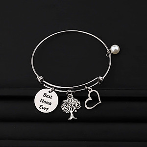 BLEOUK Best Nona Ever Grandma Jewelry Birthday Gift Mother's Day Gift for Grandma Nona (Best Nona Ever)